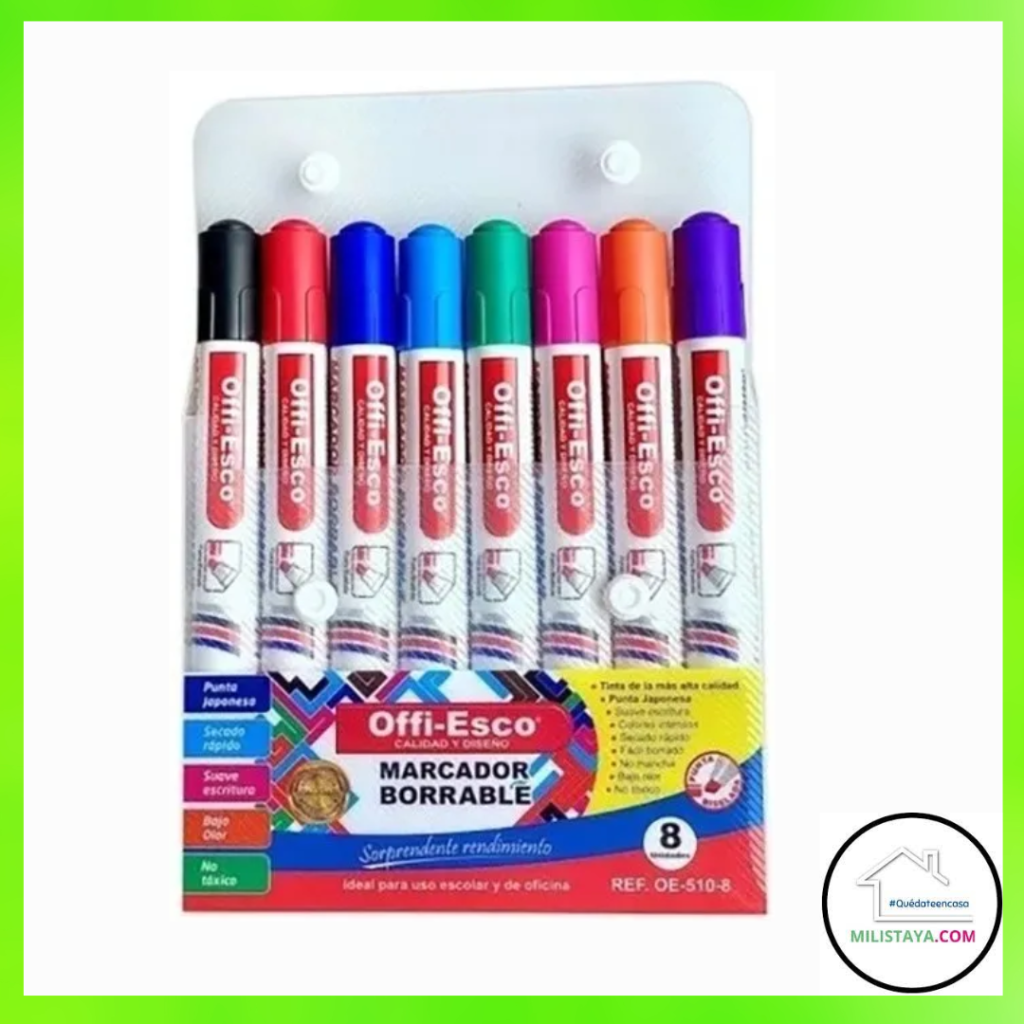 Marcador borrable Offi- Esco Ref. OE - 510-8 Caja * 8 colores surtidos ...