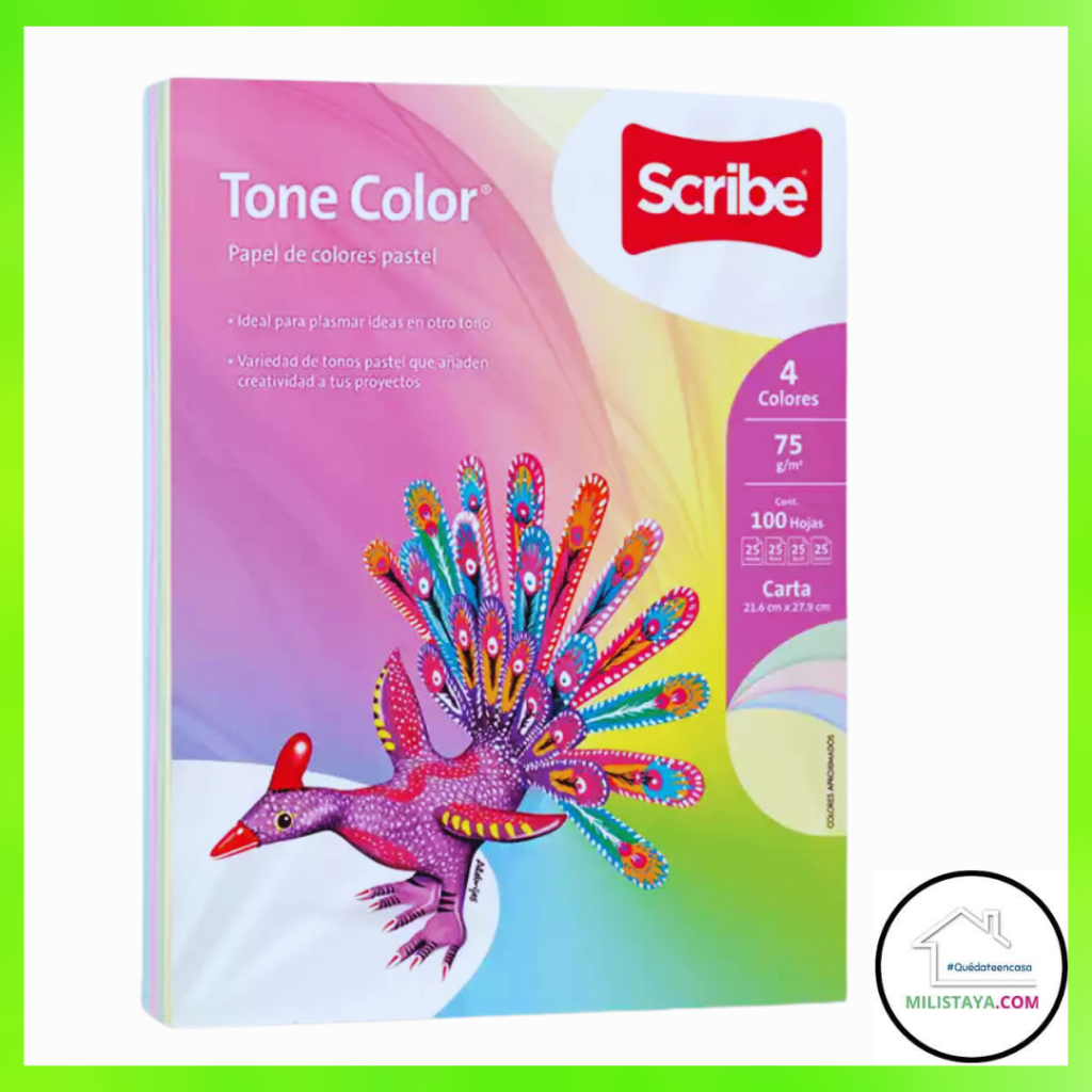 Resma de papel tone color surtido Scribe *100 hojas - Milistaya.com